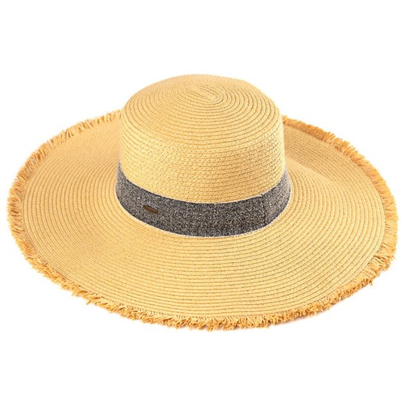 C.C | Accessories | Cc Glitter Frayed Edge Side Brim Paper Sun Hat ...